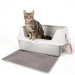 All for paws Edelstahl-Katzentoilette mit Streumatte & Schaufel sand