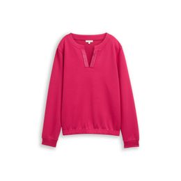 Tom Tailor Damen Scuba Sweatshirt mit Strasssteinen, rot, Uni, Gr. XS