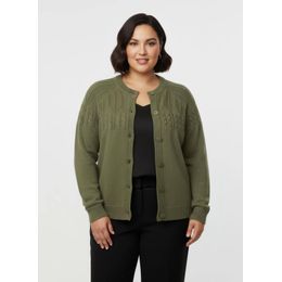 sheego Gro&szlig;e Gr&ouml;&szlig;en Strickjacke mit Raglan-&Auml;rmeln, oliv-meliert, Gr&ouml;&szlig;e 50 - Damen