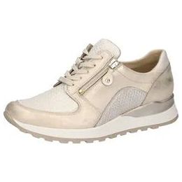 Waldl&auml;ufer Keilsneaker WALDL&Auml;UFER "HIROKO-SOFT", Damen, Gr. 10 (44,5), goldfarben, Nappaleder, Textil, Veloursleder, metallic, Schuhe Sneaker, Orthotritt Ausstattung, H-Weite, Freizeitschuh, Halbschuh, Schn&uuml;rschuh