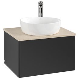 Villeroy & Boch Villeroy und Boch Antao Waschtisch-Unterschrank K29053PD 60x36x50cm, Hahnloch, Waschbeckenplattenfarbe botticino, black matt lacquer