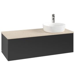Villeroy & Boch Villeroy und Boch Antao Waschtisch-Unterschrank K34053PD 120x36x50cm, Hahnloch, Waschbeckenplattenfarbe botticino, black matt lacquer