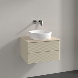 Villeroy & Boch Villeroy und Boch Antao Waschtisch-Unterschrank L18113HJ mit Beleuchtung, 60x36x50cm, Waschbeckenplattenfarbe botticino, silk grey matt lacquer