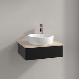 Villeroy & Boch Villeroy und Boch Antao Waschtisch-Unterschrank K07053PD 60x19x50cm, Hahnloch, Waschbeckenplattenfarbe botticino, black matt lacquer