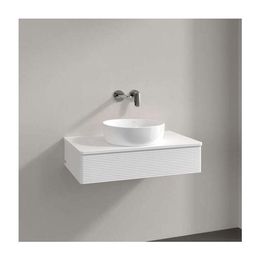 Villeroy & Boch Villeroy und Boch Antao Waschtisch-Unterschrank K08150MT 80x19x50cm, Hahnloch, Waschbeckenplattenfarbe Lack, white matt lacquer