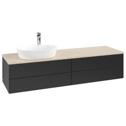 Villeroy & Boch Villeroy und Boch Antao Waschtisch-Unterschrank K26053PD 160x36x50cm, Hahnlochbohrung, Waschbeckenplattenfarbe botticino, black matt lacquer