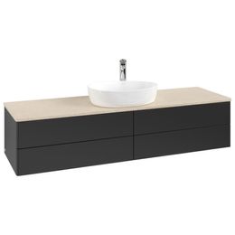 Villeroy & Boch Villeroy und Boch Antao Waschtisch-Unterschrank K25053PD 160x36x50cm, Hahnlochbohrung, Waschbeckenplattenfarbe botticino, black matt lacquer