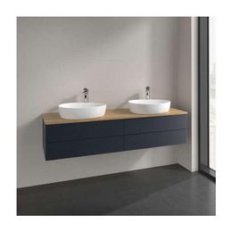 Villeroy & Boch Villeroy und Boch Antao Waschtisch-Unterschrank K28151HG 160x36x50cm, Hahnloch, Waschbeckenplattenfarbe honey oak, midnight blue matt lacquer
