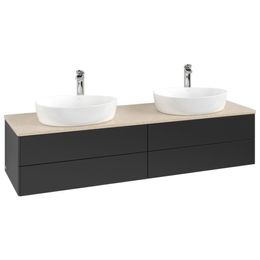 Villeroy & Boch Villeroy und Boch Antao Waschtisch-Unterschrank K28053PD 160x36x50cm, Hahnloch, Waschbeckenplattenfarbe botticino, black matt lacquer
