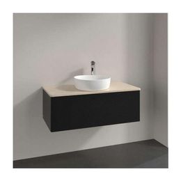 Villeroy & Boch Villeroy und Boch Antao Waschtisch-Unterschrank K31153PD 100x36x50cm, Hahnloch, Waschbeckenplattenfarbe botticino, black matt lacquer