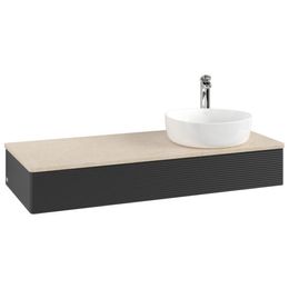 Villeroy & Boch Villeroy und Boch Antao Waschtisch-Unterschrank K12153PD 120x19x50cm, Hahnloch, Waschbeckenplattenfarbe botticino, black matt lacquer