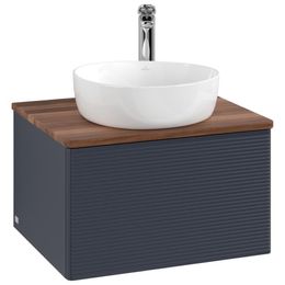 Villeroy & Boch Villeroy und Boch Antao Waschtisch-Unterschrank K29152HG 60x36x50cm, Hahnloch, Waschbeckenplattenfarbe warm walnut, midnight blue matt lacquer