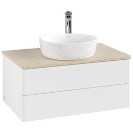 Villeroy & Boch Villeroy und Boch Antao Waschtisch-Unterschrank K19053MT 80x36x50cm, Hahnloch, Waschbeckenplattenfarbe botticino, white matt lacquer
