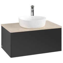 Villeroy & Boch Villeroy und Boch Antao Waschtisch-Unterschrank K30053PD 80x36x50cm, Hahnloch, Waschbeckenplattenfarbe botticino, black matt lacquer