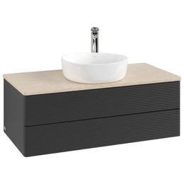 Villeroy & Boch Villeroy und Boch Antao Waschtisch-Unterschrank K20153PD 100x36x50cm, Hahnloch, Waschbeckenplattenfarbe botticino, black matt lacquer