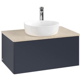 Villeroy & Boch Villeroy und Boch Antao Waschtisch-Unterschrank K30053HG 80x36x50cm, Hahnloch, Waschbeckenplattenfarbe botticino, midnight blue matt lacquer