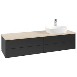 Villeroy & Boch Villeroy und Boch Antao Waschtisch-Unterschrank K27053PD 160x36x50cm, Hahnloch, Waschbeckenplattenfarbe botticino, black matt lacquer