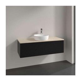 Villeroy & Boch Villeroy und Boch Antao Waschtisch-Unterschrank K32153PD 120x36x50cm, Hahnloch, Waschbeckenplattenfarbe botticino, black matt lacquer
