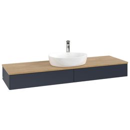 Villeroy & Boch Villeroy und Boch Antao Waschtisch-Unterschrank K14051HG 160x19x50cm, Hahnlochbohrung, Waschbeckenplattenfarbe honey oak, midnight blue matt lacquer