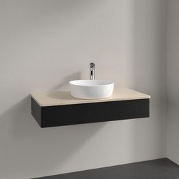 Villeroy & Boch Villeroy und Boch Antao Waschtisch-Unterschrank K09153PD 100x19x50cm, Hahnloch, Waschbeckenplattenfarbe botticino, black matt lacquer