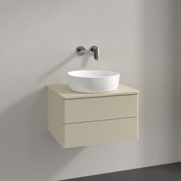Villeroy & Boch Villeroy und Boch Antao Waschtisch-Unterschrank K18150HJ 60x36x50cm, Hahnloch, Waschbeckenplattenfarbe Lack, silk grey matt lacquer
