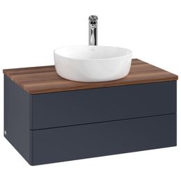 Villeroy & Boch Villeroy und Boch Antao Waschtisch-Unterschrank K19052HG 80x36x50cm, Hahnloch, Waschbeckenplattenfarbe warm walnut, midnight blue matt lacquer
