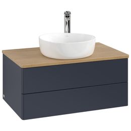 Villeroy & Boch Villeroy und Boch Antao Waschtisch-Unterschrank K19051HG 80x36x50cm, Hahnloch, Waschbeckenplattenfarbe honey oak, midnight blue matt lacquer