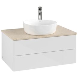 Villeroy & Boch Villeroy und Boch Antao Waschtisch-Unterschrank K19053GF 80x36x50cm, Hahnloch, Waschbeckenplattenfarbe botticino, glossy white lacquer