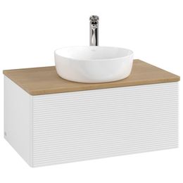 Villeroy & Boch Villeroy und Boch Antao Waschtisch-Unterschrank K30151GF 80x36x50cm, Hahnloch, Waschbeckenplattenfarbe honey oak, glossy white lacquer