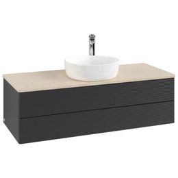 Villeroy & Boch Villeroy und Boch Antao Waschtisch-Unterschrank K21153PD 120x36x50cm, Hahnloch, Waschbeckenplattenfarbe botticino, black matt lacquer