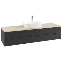 Villeroy & Boch Villeroy und Boch Antao Waschtisch-Unterschrank K25153PD 160x36x50cm, Hahnlochbohrung, Waschbeckenplattenfarbe botticino, black matt lacquer