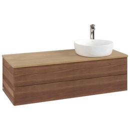 Villeroy & Boch Villeroy und Boch Antao Waschtisch-Unterschrank K23151HM 120x36x50cm, Hahnloch, Waschbeckenplattenfarbe honey oak, warm walnut