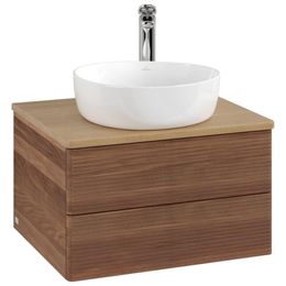 Villeroy & Boch Villeroy und Boch Antao Waschtisch-Unterschrank K18151HM 60x36x50cm, Hahnloch, Waschbeckenplattenfarbe honey oak, warm walnut