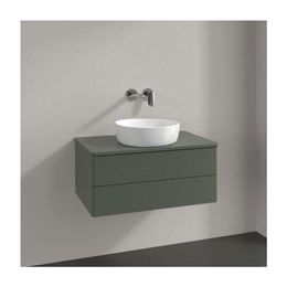 Villeroy & Boch Villeroy und Boch Antao Waschtisch-Unterschrank L19150HL mit Beleuchtung, 2 Ausz&uuml;ge, 800 x 360 x 500 mm, Front mit Struktur, Leaf Green Matt Lacquer / Leaf Green Matt Lacquer