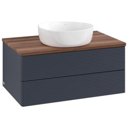 Villeroy & Boch Villeroy und Boch Antao Waschtisch-Unterschrank K19112HG 80x36x50cm, Waschbeckenplattenfarbe warm walnut, midnight blue matt lacquer