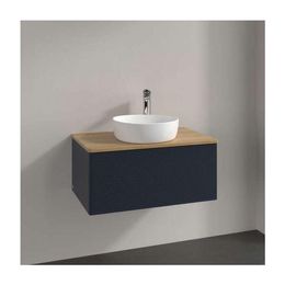 Villeroy & Boch Villeroy und Boch Antao Waschtisch-Unterschrank K30151HG 80x36x50cm, Hahnloch, Waschbeckenplattenfarbe honey oak, midnight blue matt lacquer