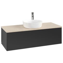 Villeroy & Boch Villeroy und Boch Antao Waschtisch-Unterschrank K32053PD 120x36x50cm, Hahnloch, Waschbeckenplattenfarbe botticino, black matt lacquer