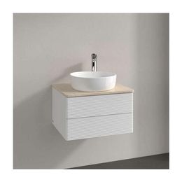 Villeroy & Boch Villeroy und Boch Antao Waschtisch-Unterschrank L18113GF mit Beleuchtung, 2 Ausz&uuml;ge, 600 x 360 x 500 mm, Front mit Struktur, Glossy White Lacquer / Botticino