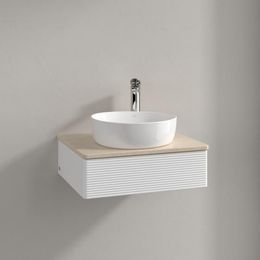 Villeroy & Boch Villeroy und Boch Antao Waschtisch-Unterschrank K07153MT 60x19x50cm, Hahnloch, Waschbeckenplattenfarbe botticino, white matt lacquer