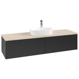 Villeroy & Boch Villeroy und Boch Antao Waschtisch-Unterschrank K36053PD 160x36x50cm, Hahnlochbohrung, Waschbeckenplattenfarbe botticino, black matt lacquer