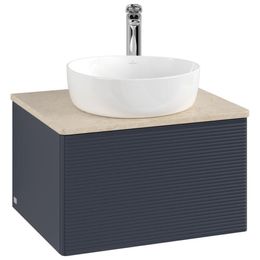 Villeroy & Boch Villeroy und Boch Antao Waschtisch-Unterschrank K29153HG 60x36x50cm, Hahnloch, Waschbeckenplattenfarbe botticino, midnight blue matt lacquer