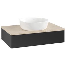 Villeroy & Boch Villeroy und Boch Antao Waschtisch-Unterschrank L08013PD mit Beleuchtung, 80x19x50cm, Waschbeckenplattenfarbe botticino, black matt lacquer