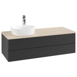 Villeroy & Boch Villeroy und Boch Antao Waschtisch-Unterschrank K22153PD 120x36x50cm, Hahnloch, Waschbeckenplattenfarbe botticino, black matt lacquer