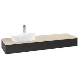 Villeroy & Boch Villeroy und Boch Antao Waschtisch-Unterschrank K15053PD 160x19x50cm, Hahnlochbohrung, Waschbeckenplattenfarbe botticino, black matt lacquer
