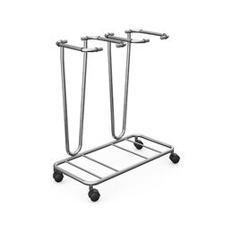M&uuml;llsackst&auml;nder ohne Deckel, f&uuml;r Volumen 2 x 70 l, Fahrgestell, Edelstahl kaiserkraft