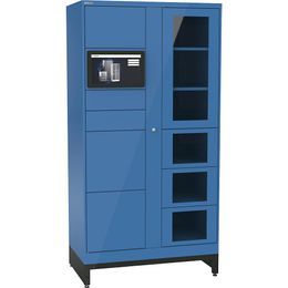 LISTA E-Multicabinet F&auml;cherschrank, Basismodul, inkl. PC und Touchscreen, HxBxT 1970 x 1000 x 580 mm, 10 F&auml;cher, lichtblau