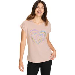 Damen Kurzarmshirt mit Herz-Motiv puder-orchidee, Gr&ouml;&szlig;e 52