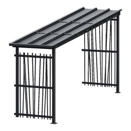 Mottez Fahrradunterstand, HxB 2360 x 5600 mm, Bambus, Tiefe 1000 mm, Anbaueinheit