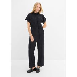 bonprix Jumpsuit aus flie&szlig;endem Lyocell, schwarz, Gr.38, Trendiger Jumpsuit aus flie&szlig;endem Lyocell mit G&uuml;rtel