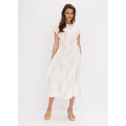 bonprix Midikleid mit Stickerei, wei&szlig;, Gr.44, sommerliches Midikleid aus flie&szlig;endem Viskose-Mix mit floraler Stickerei, aus Viskose